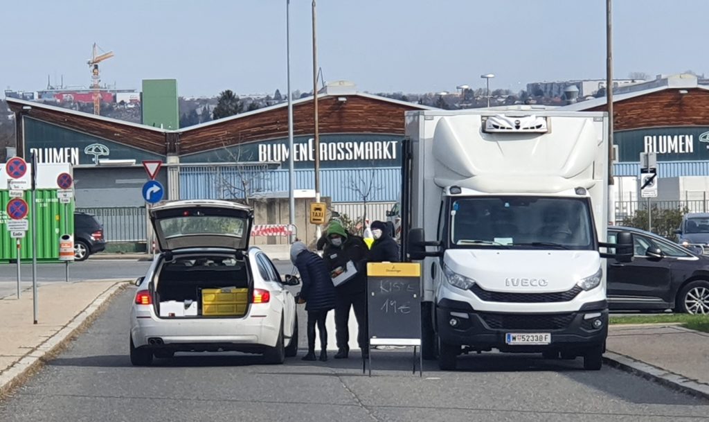 Abholung von Obst- und Gemüse-Kisten – Großmarkt Wien